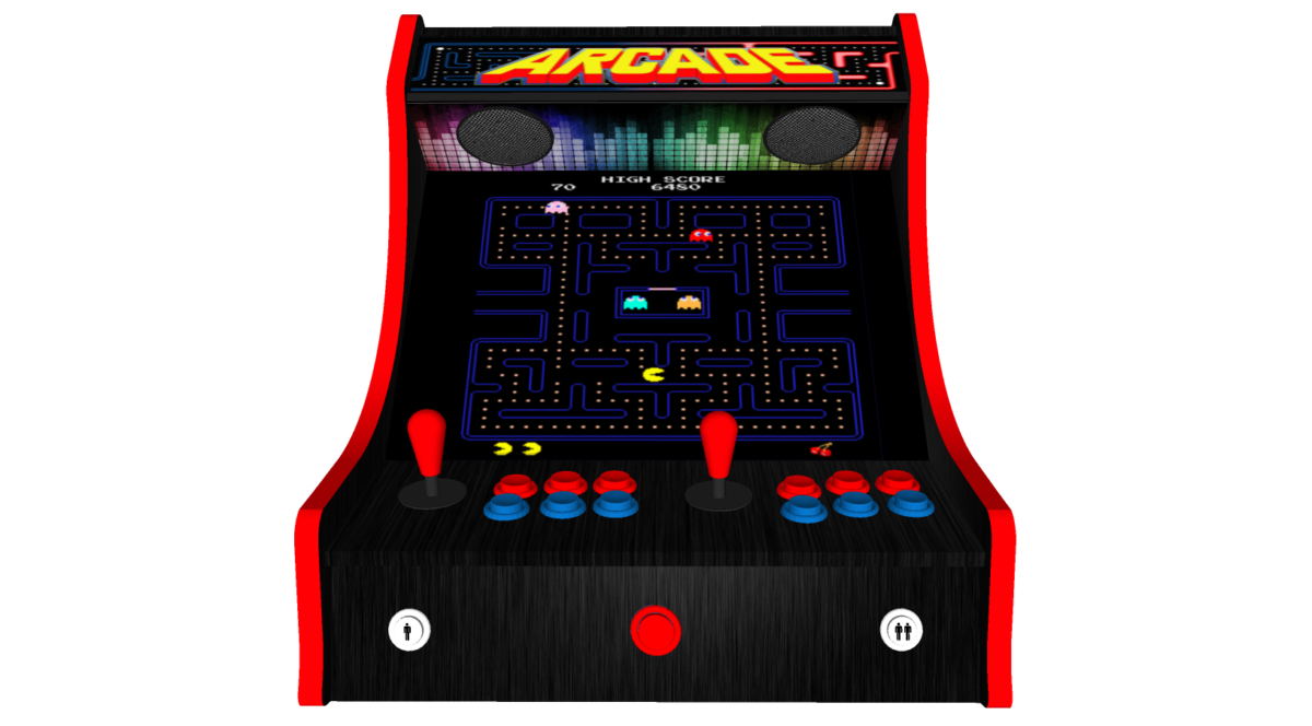 3000 Games, Retro Bartop Arcade Machine All Black Red Trim - arcadecity