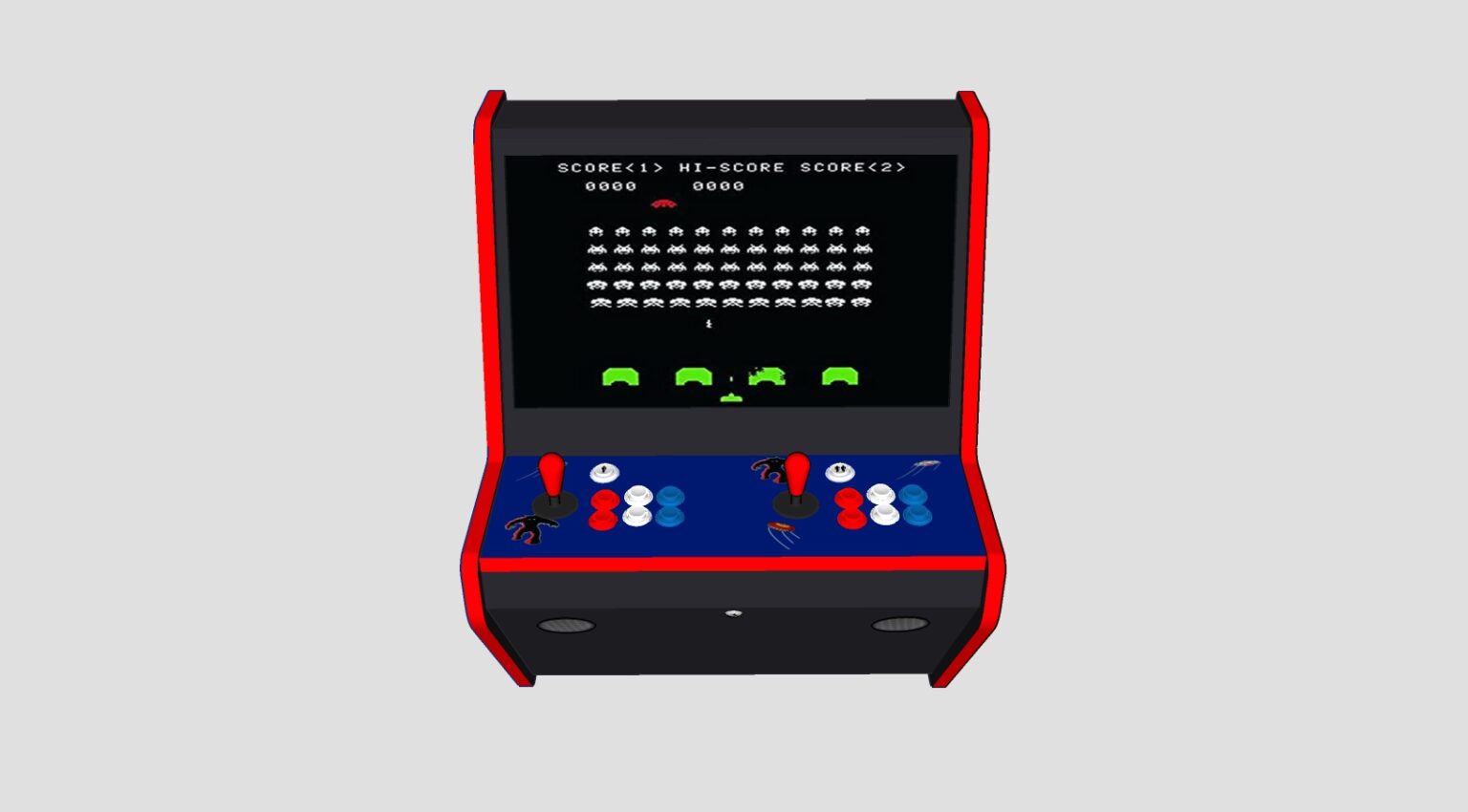 Wall Hung Arcade Machine, 3000 Games Space Invaders Theme - arcadecity
