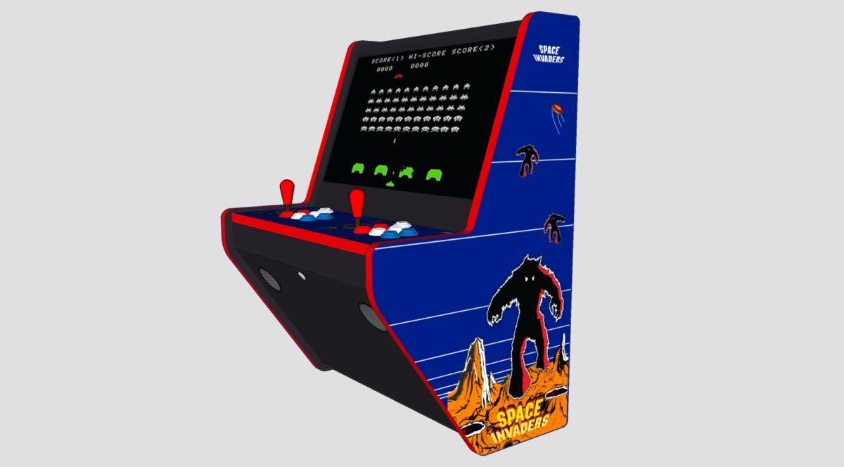 Wall Hung Arcade Machine, 3000 Games Space Invaders Theme - arcadecity