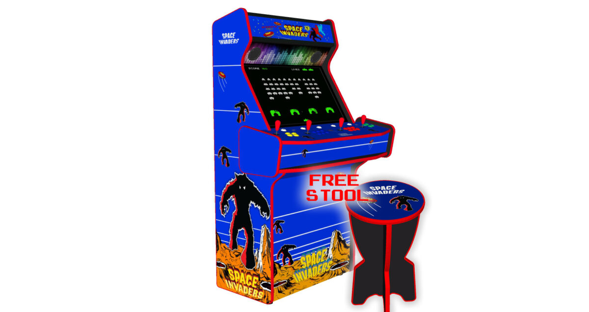 Space Invaders Upright 4 Player Arcade Machine, 32" screen, 120w sub, 5000 games - arcadecity