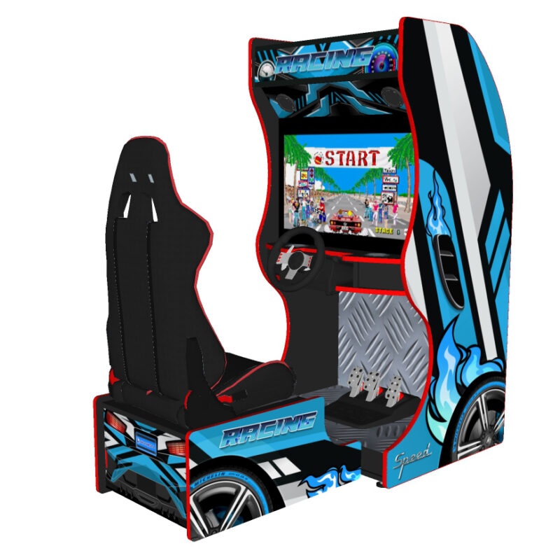 Experience the thrill of driving a race car with arcade simulator ...